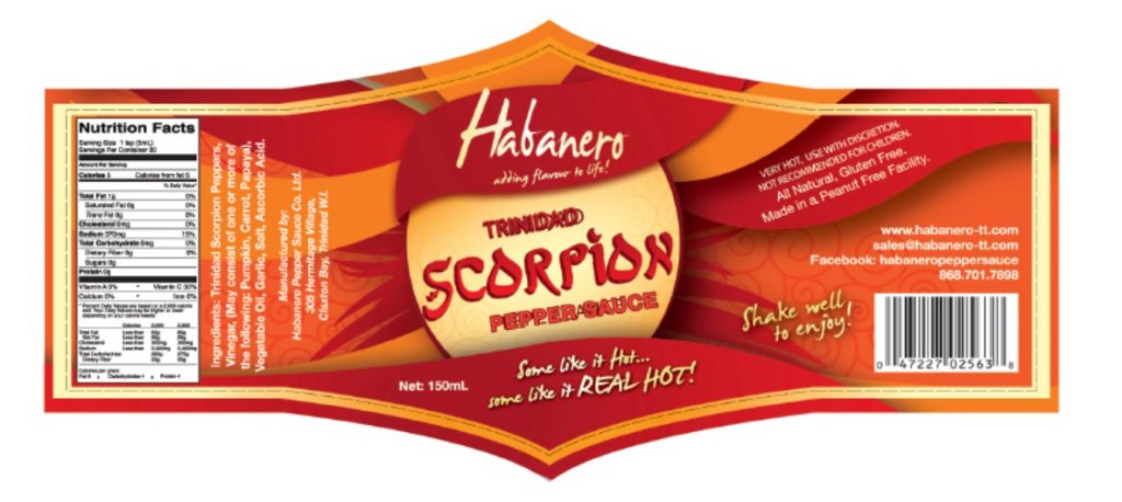 Habanero Pepper Sauce Trinidad Scorpion 150ml (2nd Hottest Pepper in ...